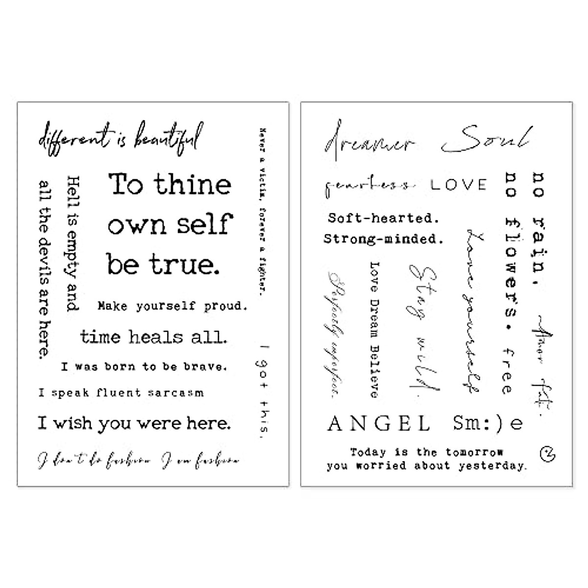 Everjoy Planner Stickers - Inspirational Quotes & Motivational Words, Simple & Neat Handwritten Letters Cute Aesthetic Journal Planner Accessories Stickers 2 Sheets