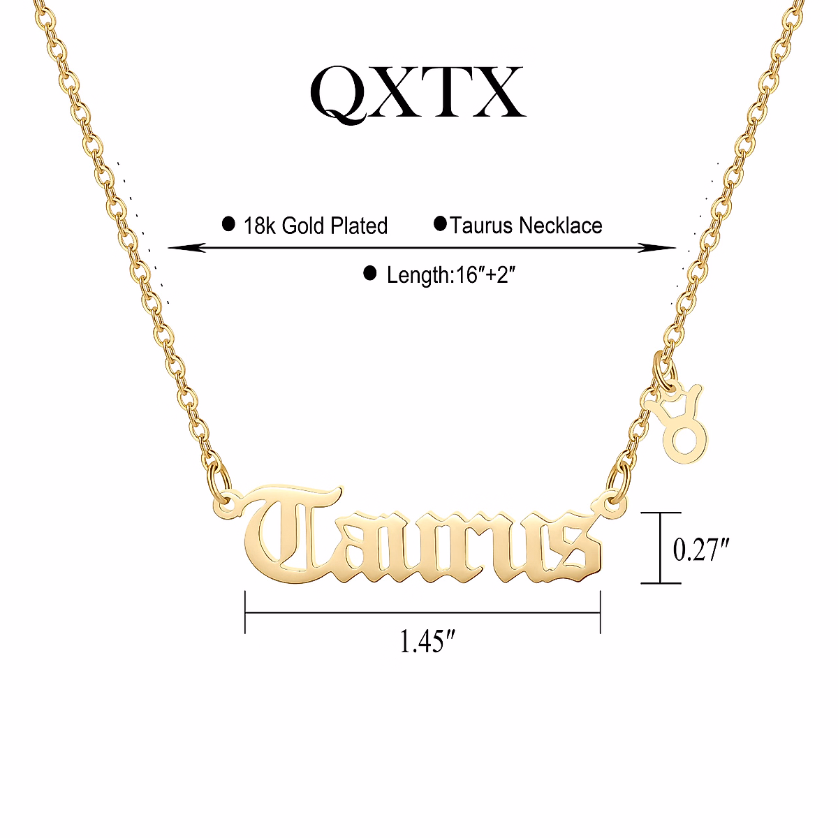 QXTX Taurus Necklace,Taurus Necklace for Women,Zodiac Necklace,Horoscope Constellations Necklace(Gold,Taurus)