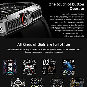 Military Smart Watches for Men, 5ATM Waterproof Rugged Grade Bluetooth Call(Answer/Dial Calls), Health Tracker for Android Phones and iPhone Compatible, 1.85" Heart Rate/Blood Pressure Watch (Black)
