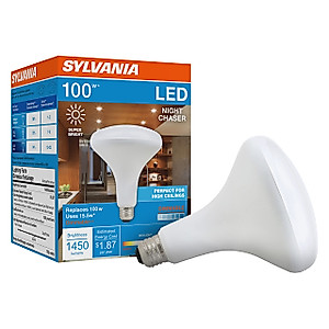 Sylvania Night Chaser LED BR30 Light Bulb, 100W = 15.5W, Dimmable, 10 Year, Super Bright, 1450 Lumens, 5000K, Daylight – 1 Pack (41105)
