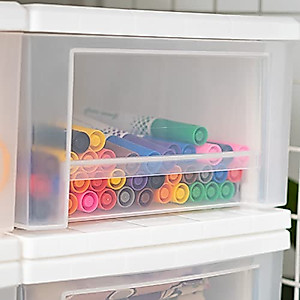 IRIS USA 7 Qt. Plastic Stackable Storage Drawers, Small, 4 Pack, Multi-Purpose Bins for Bedroom, Bathroom, Closet, Craft Room, Garage, Kids Room, Office, Pantry, Under Sink, White