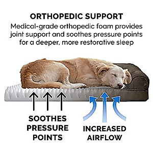 Furhaven Orthopedic Dog Bed for Large/Medium Dogs w/ Removable Bolsters & Washable Cover, For Dogs Up to 55 lbs - Plush & Suede Sofa - Espresso, Large