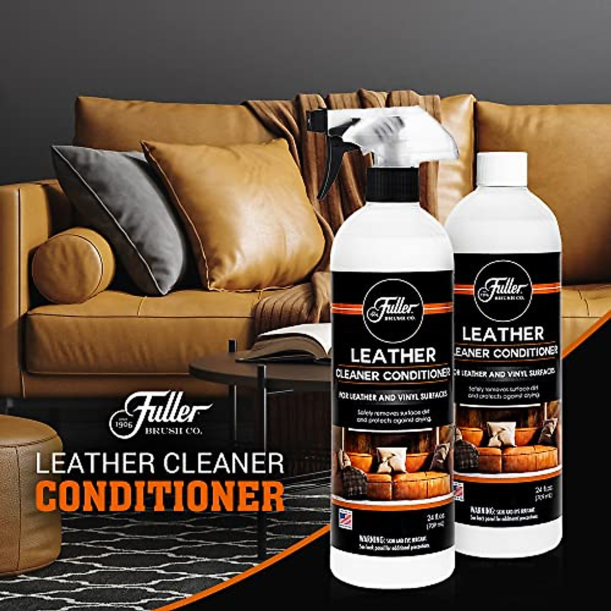Fuller Brush Leather Cleaner Conditioner – Removes Surface Dirt & Protects Against Drying – Natural Oils Restore Appearance – Penetrates, Softens & Lubricates Leather Surfaces (Bottle with Sprayer)