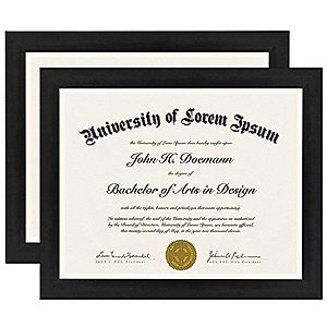Americanflat 8.5x11 Picture Frame in Black - Set of 2 - Use as Diploma Frame or Certificate Frame with Shatter Resistant Glass - Hanging Hardware and Easel Included for Wall and Tabletop Display