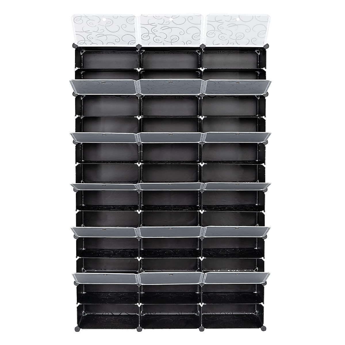 caoxinlei 12-Tier Portable 72 Pair Shoe Rack Organizer 36 Grids Tower Shelf Storage Cabinet Stand Expandable for Heels, Boots, Slippers, Black