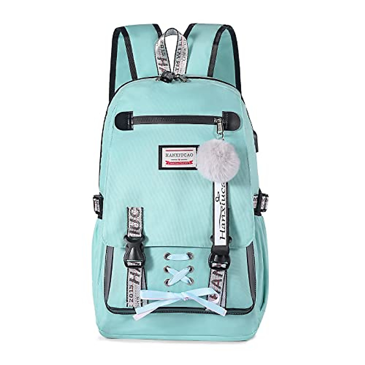 HANXIUCAO Kids Backpack Large Capacity Girls Backpack Teen Rucksack Female College Student Locked Schoolbag Anti-Theft Backpack with USB Charging Port (Green)