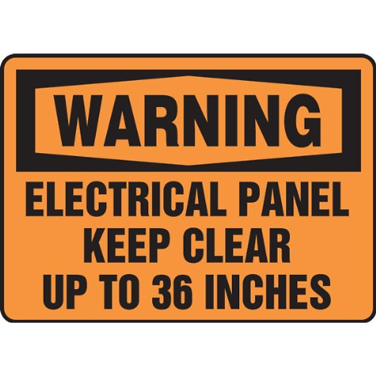 Accuform MELC309VS Adhesive Vinyl Safety Sign, Legend "Warning Electrical Panel Keep Clear UP to 36 INCHES", 7" Length x 10" Width x 0.004" Thickness, Black on Orange
