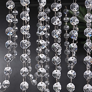 JIAKAI 16.5 Feet Hanging Clear 14mm Daimond Acrylic Crystal Garland for Manzanita Tree Centerpiece, Chandelier Bead Lamp Chain, Christmas/Wedding Party Decoration and DIY Craft Jewelry Decoration