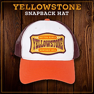 Yellowstone Trucker Hat, Mesh Adjustable Snapback Baseball Cap with Curved Brim, Orange, One Size