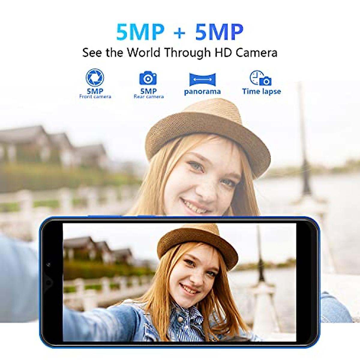 Xgody X13 Unlocked Smartphone, 6.1 Inch 2022 4G Dual SIM and Dual 5MP Camera Cheap Cell Phone, Android 9.0 OS Phones, 3000mAh Massive Battery, Face Recognition (Blue)