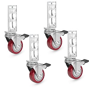Iron Forge Tools Rolling Storage Rack Caster Wheels Heavy Duty - Set of 4 Locking Castor 3 Inch 530 lb Capacity for Boltless Self Locking Shelving Racks, Nylon and Steel Ball Bearing Wheels