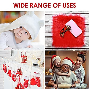 WLLHYF 12 Inches Faux Fur Rug Squares Shaggy Fur Fabric Cuts Fluffy Fur Square Patches Plush Rug Chair Cover Seat Cushion Pad for DIY Crafts Christmas Gnomes Decors Sewing Costume (Red)
