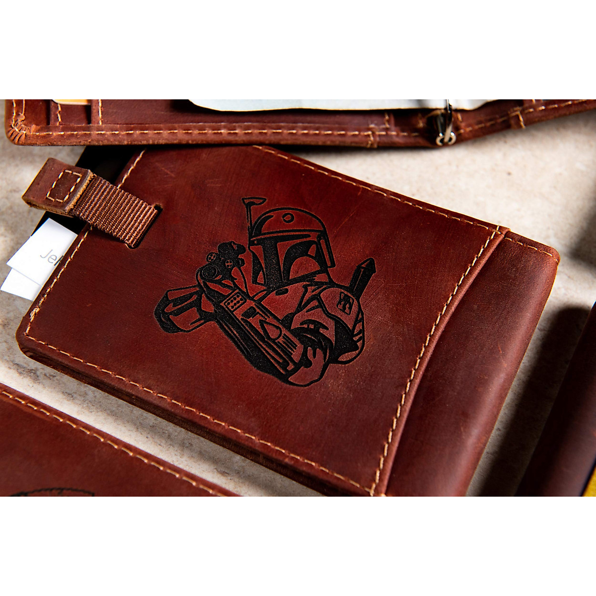 Personalized Star Wars Inspired Slim Hidden Pocket Distressed Leather Wallet The Cedar Key Wallet by Left Coast Original