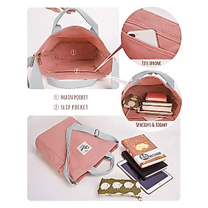 Lily queen Women Canvas Tote Handbags Casual Shoulder Bag purse Crossbody (Almond Pink)