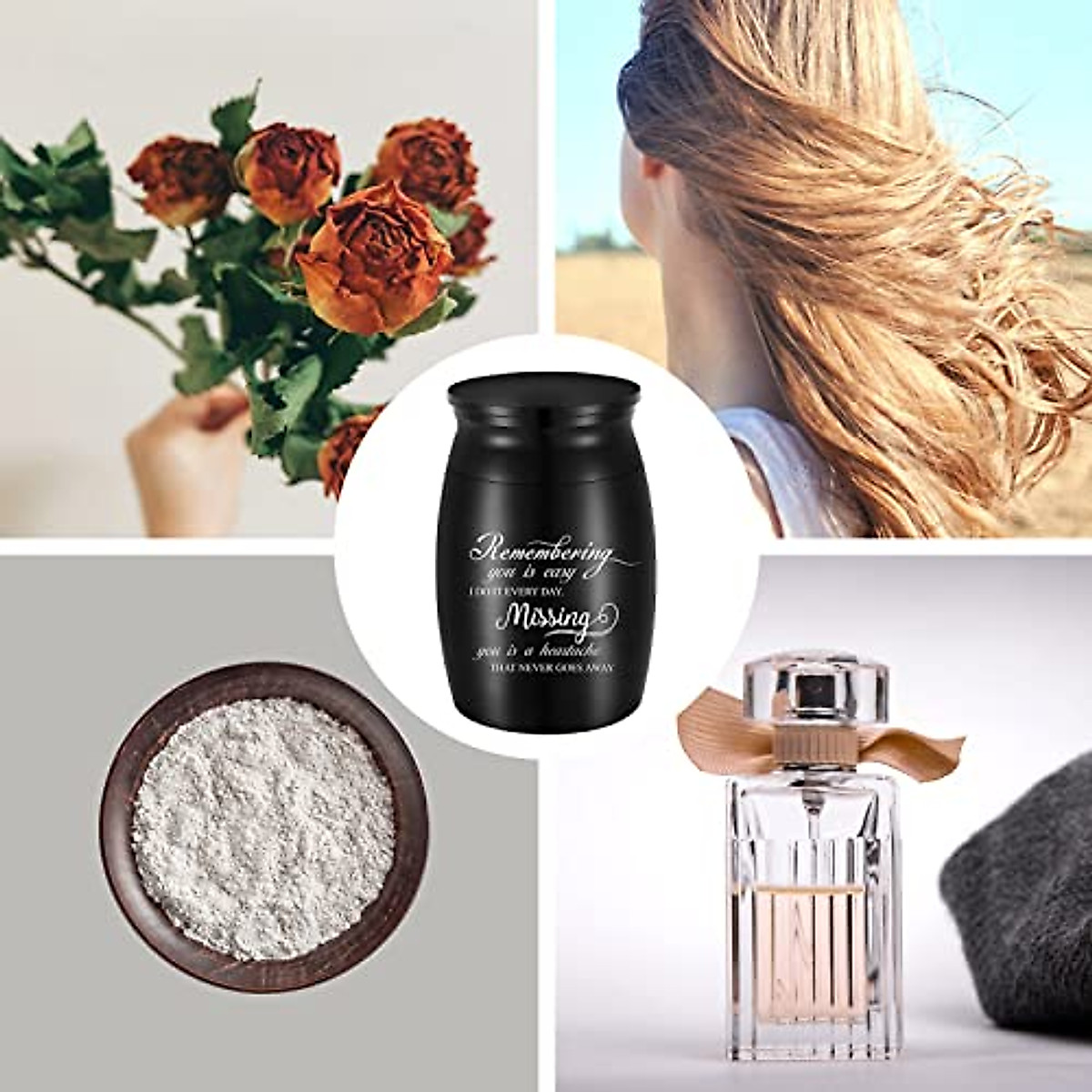 3 Inches Small Keepsake Urn for Ashes Mini Aluminum Urn for Human Ashes Cremation Funeral Ash Holder - Remembering You is Easy I DO IT Every Day. Missing You is a Heartache That Never GOES Away.