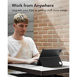 ESR Ascend Keyboard Case, iPad Case with Keyboard Compatible with iPad Pro 12.9 (2022/2021/2020/2018), Magnetic Detachable Case, Fully Adjustable Portrait/Landscape Stand, Black