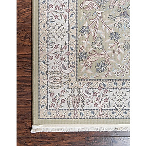Unique Loom Narenj Collection Area Rug - Bristol (5' 3" x 8' Rectangle, Green/ Ivory)