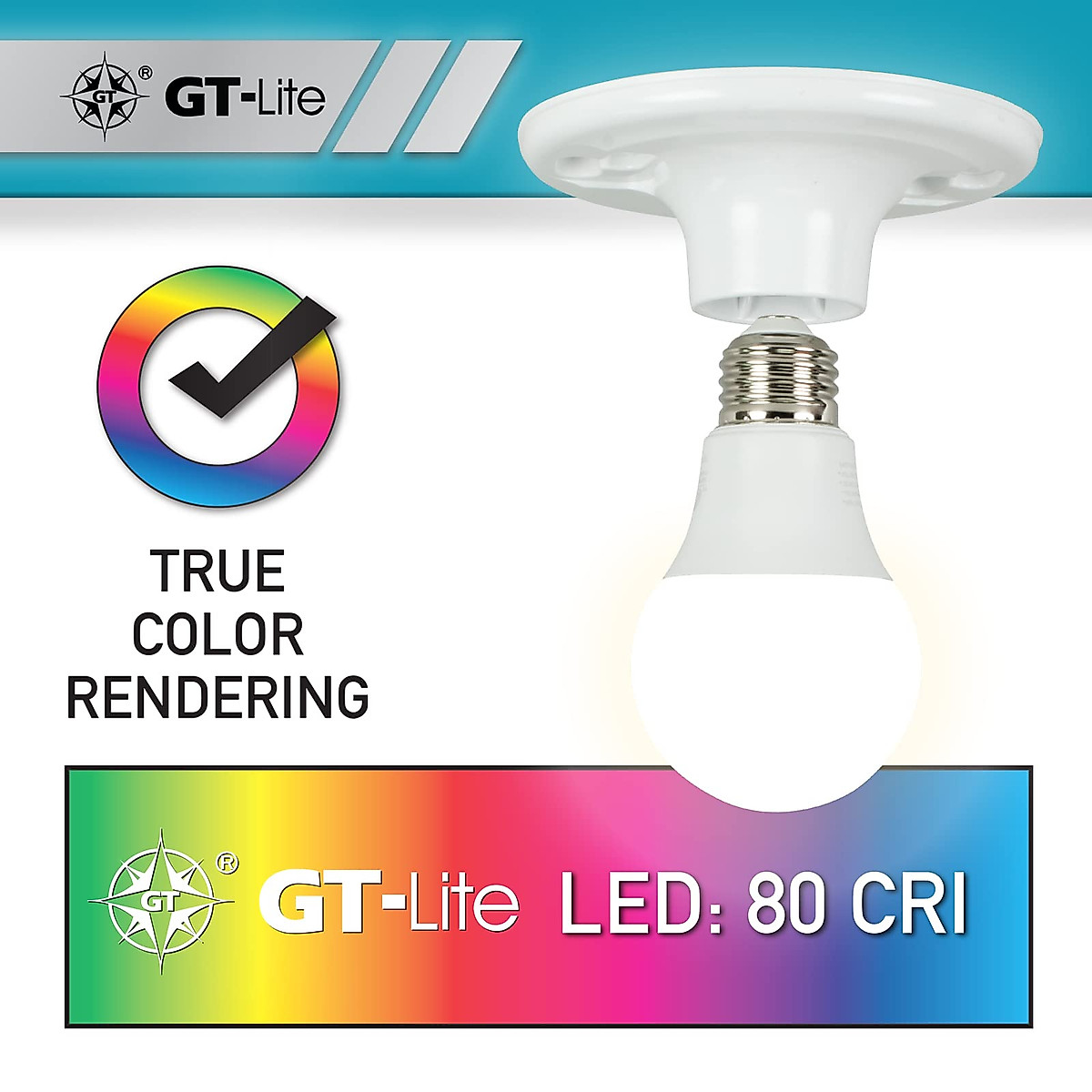 GT-Lite 10-Pack Soft White LED Light Bulbs, Replacement for 60-watt Incandescent uses only 9-watts, 3000K, A19 Shape, E26 Medium Base, Standard Household Lightbulb for Lamps, Living Room, bedrooms