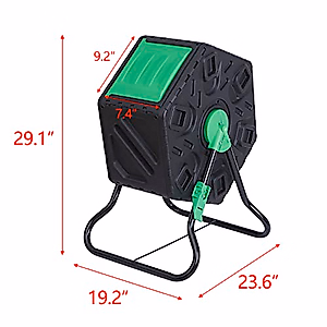 F2C 18.5 Gallon Compost Tumbler All-Season Outdoor BPA Free Large Composter Bin w/ 2 Sliding Doors and Solid Steel Frame (18.5 Gallon)
