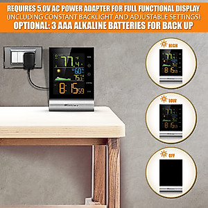 Wittime 2079 Indoor Outdoor Thermometer Wireless Temperature and Humidity Monitor Inside Outside Thermometer for Home with Temp Sensor,hd lcd