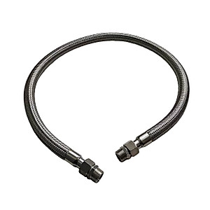 Industrial Grade Compressor Jumper Hose, 3/4" NPT Male x 48" Length, 750°F，450 PSI，Both Sides Fittings Rotate Freely，Flexible Whole body Stainless Steel Metal Hose