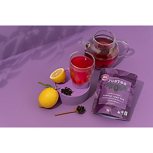 JusTea PURPLE LEAF TEA | Loose Leaf Purple Tea | Recyclable Refill Pouch | 40+ Cups (2.1oz) | Low Caffeine | Award-Winning | Fair Trade | Non-GMO