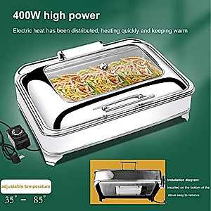 Buffet Server Food Warmer, 9L Commercial Hot Pot Buffet Set, Electric Plate Warmers to Keep Food Warm, Buffet Equipment for Kitchen & Dining, Rectangular(Size:1/1)