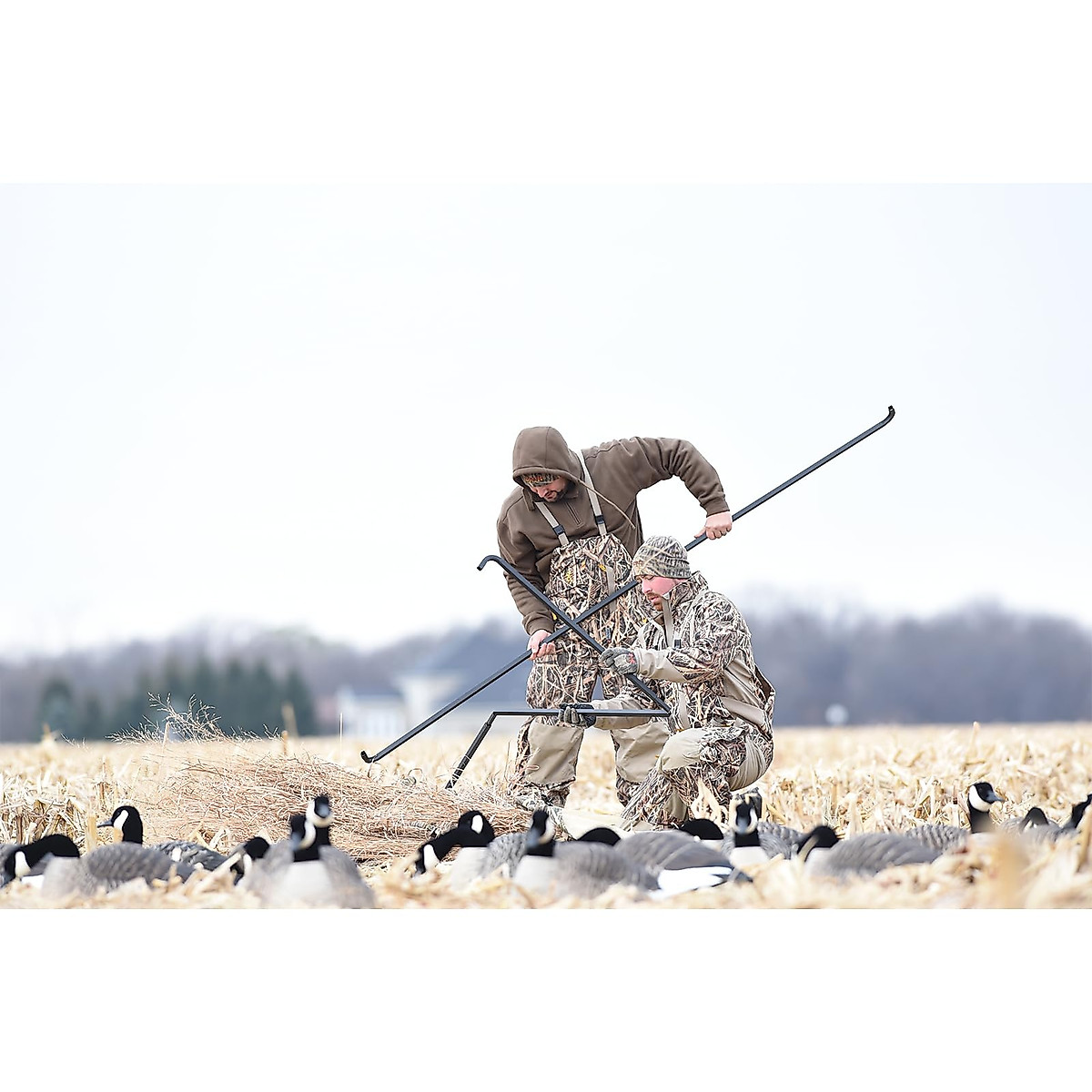 Avian-X A-Frame Lightweight Durable Collapsible Hunting Ground Blind with Grass Straps & Pockets, 4 Adjustable Gun Clips & Carry Straps - 4 Hunters Concealment - Mossy Oak Shadow Grass Blades Shell