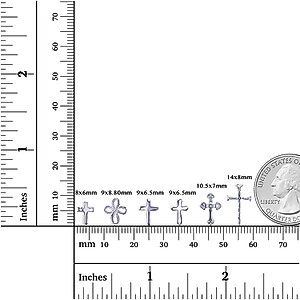 Sterling Silver Polished Cross Stud Earrings for Women | 6.50x9mm Cross Stud Earrings | Secure Friction Back Closure | 14k Plated Shiny Classic Earrings