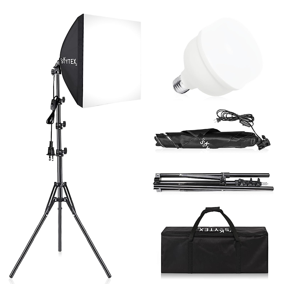 Softbox Lighting Kit, Skytex 16x16in Soft Box | 135W 5500K E27 LED Bulb, Continuous Photography Lighting Kit Photo Studio Lights Equipment for Camera Shooting, Video Recording