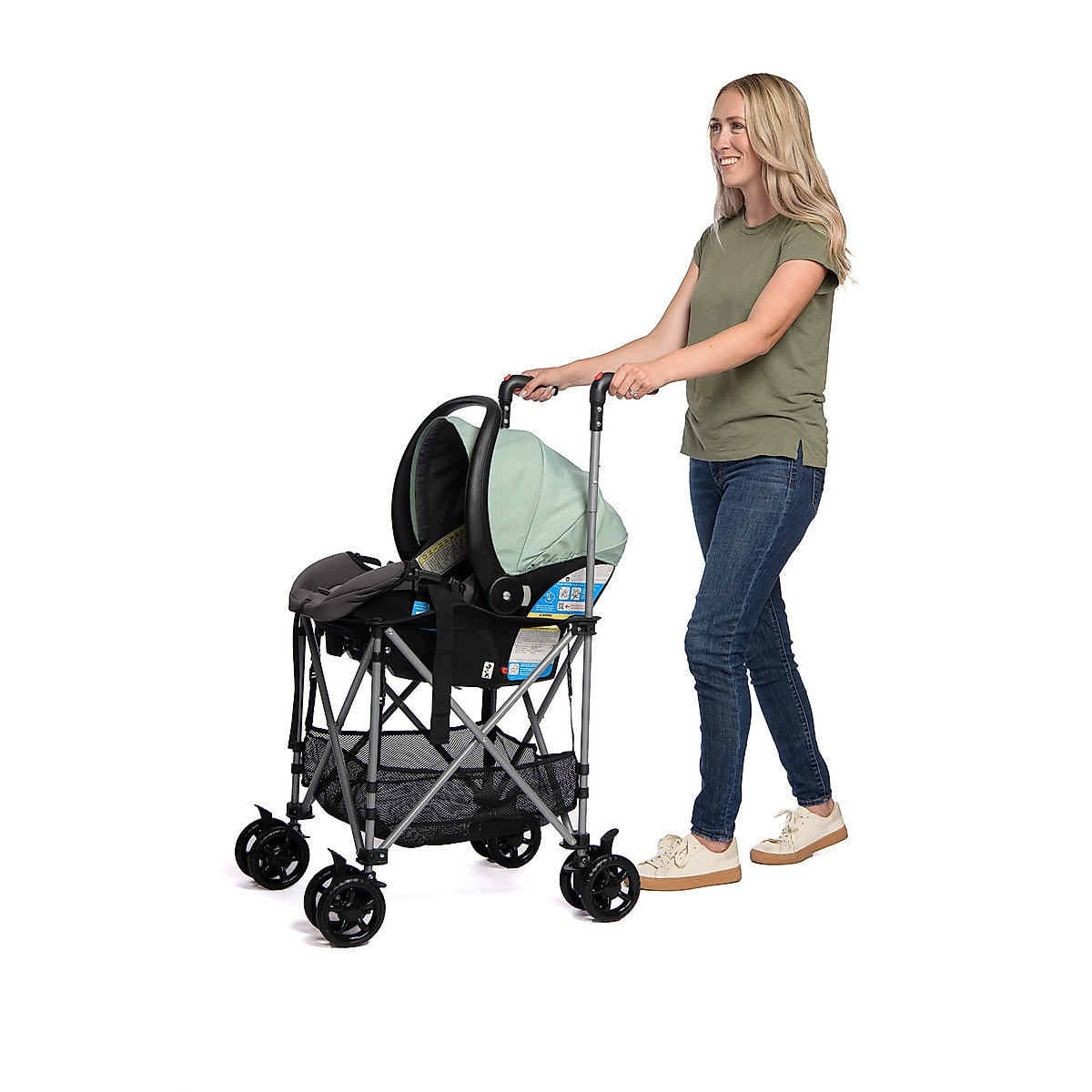 Strolyy Universal Infant Car Seat Carrier. Adds Wheels to Any car seat. Compact & Lightweight. Fits Everywhere.