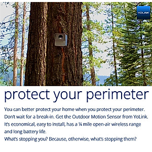 YoLink Smart Outdoor Motion Detector, Trespassing Alarm, Driveway Alert, 1/4 Mile Range LoRa-Powered Wireless Motion Sensor, App for Remote Monitoring & Alerts, Alexa, IFTTT. Hub Required!