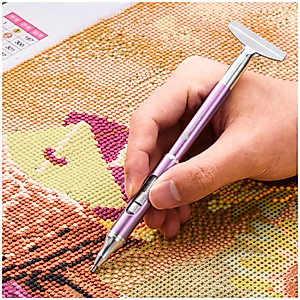 Benote Diamond Art Painting Pen Refillable Wax, Diamond Paint Accessories Refillable Wax Pen Self-Stick Drill Pens with Metal Correction Plate for Art DIY Craft - B18