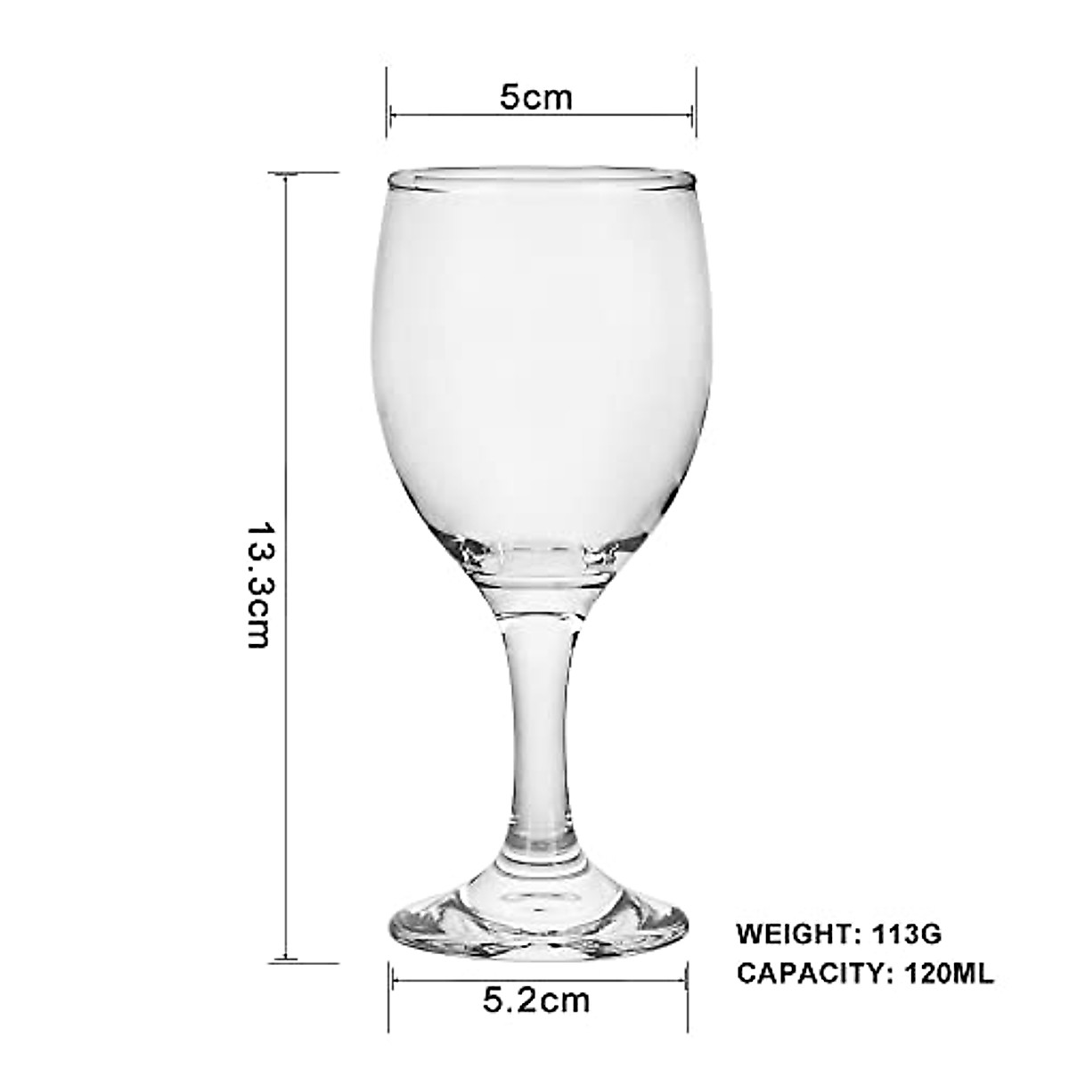 BTGLLAS 120ML 4 Ounce - Set of 6 Classic Red Wine Glasses Durable Clear White Lead-free Glass Cup For Party (Glass, 6Pcs4OZ)