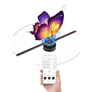 ASHATA 3D Hologram Fan,Holographic Projection WiFi Projector with 224 LED Light Beads 42cm 3D Advertising Player,for Business Store Shop Party Bar Advertising Signs(US)