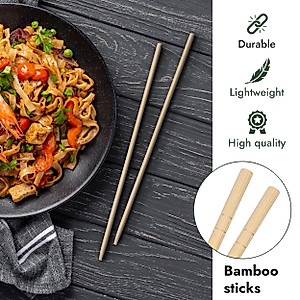 Great Credentials Premium Bamboo Chopsticks Disposable 9 Inch Long Sleeved and Separated 100 Pairs Red