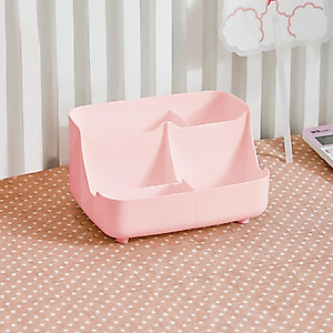 Desk Organizer Pencil Pen Holder with 5 Compartments Small Storage Box, Multi-functional Desk Organizers and Accessories for Office, Dormitory, Art & Stationery Supplies, Makeup Brush (Pink)