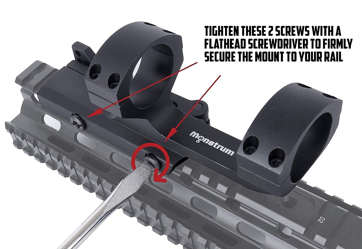Monstrum G2 1-4x24 First Focal Plane FFP Rifle Scope with BDC Reticle | ZR302 Quick Release Scope Mount | Bundle