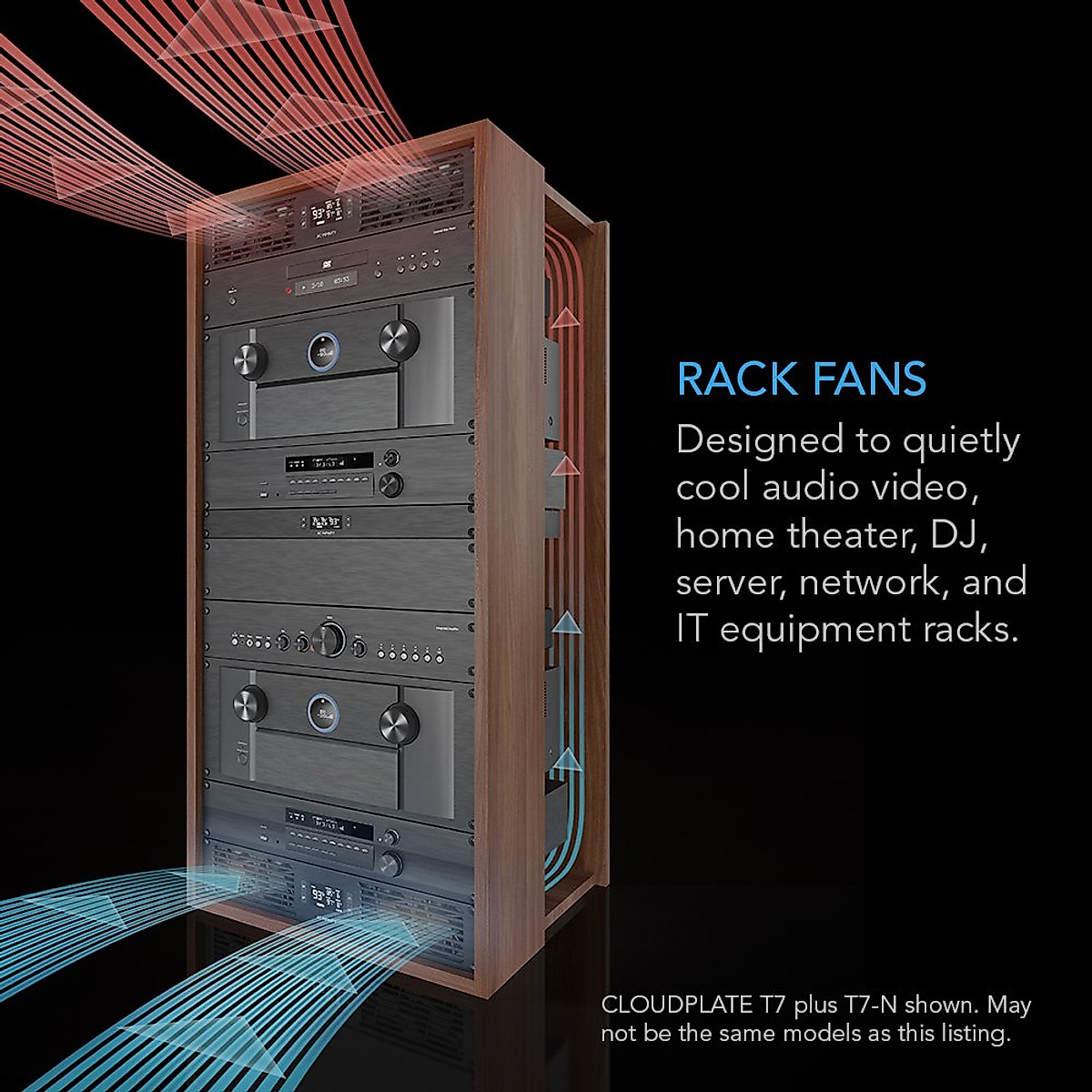 AC Infinity CLOUDPLATE T9, Rack Mount Fan Panel 3U, Exhaust Airflow, for Cooling AV, Home Theater, Network 19” Racks