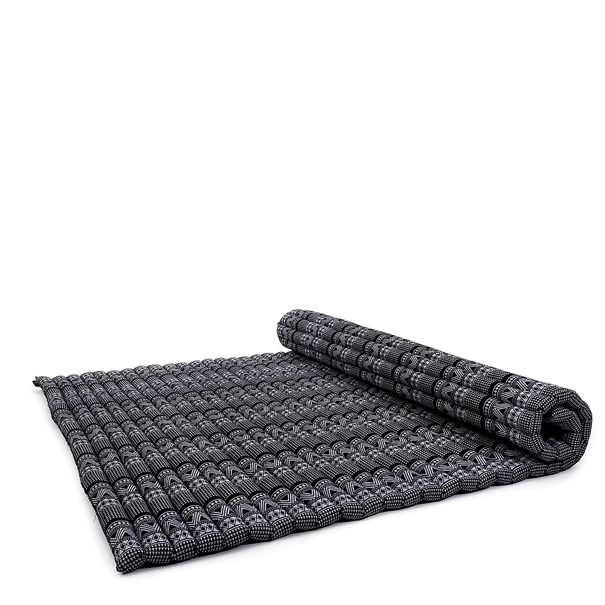 Leewadee - Foldable Floor Mattress - Japanese Roll Up Futon -Trifold Tatami Mat- Guest Floor Bed - Camping Mattress - Thai Massage Mat, Kapok Filled, 75 x 57 inches, Black White