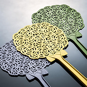LUNCHS Fly Swatter Flower Shape 2 Pcs Exquisite Handle, can be Hung to Save Space Suitable for Neighbors and Friends(Yellow)