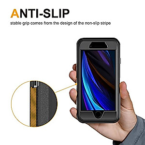 jaroco for iPhone SE Case 2022/2020,iPhone 8/7 [Shockproof] [Dropproof] [Military Grade Drop Tested] with Non-Slip Removable Heavy Duty Full Body Phone Case 4.7 Inch-Black