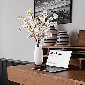 Sggvecsy Artificial Cherry Blossom Branches Faux Cherry Flowers 39 Inch Peach Branches Silk Tall Stems for Home Wedding Table Vase Decor (3 Pcs, Ivory)