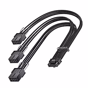 Fasgear PCI-e 5.0 Extension Cable 30cm/1ft 16 Pin(12+4) Male to PCIE 3x8Pin(6+2) Female Sleeved 12V-2x6 Extension Cable 12VHPWR Cable for GPU RTX 5080 5070 5070Ti 3090Ti 4070Ti 4080 4090