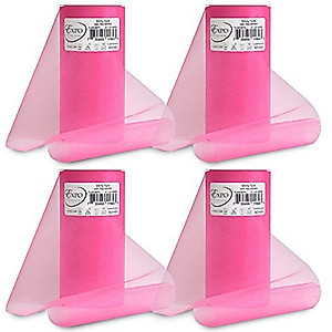 Expo International Pack of 4 Premium Shiny Spools of 6 Inch X 25 Yards | Neon Pink Tulle