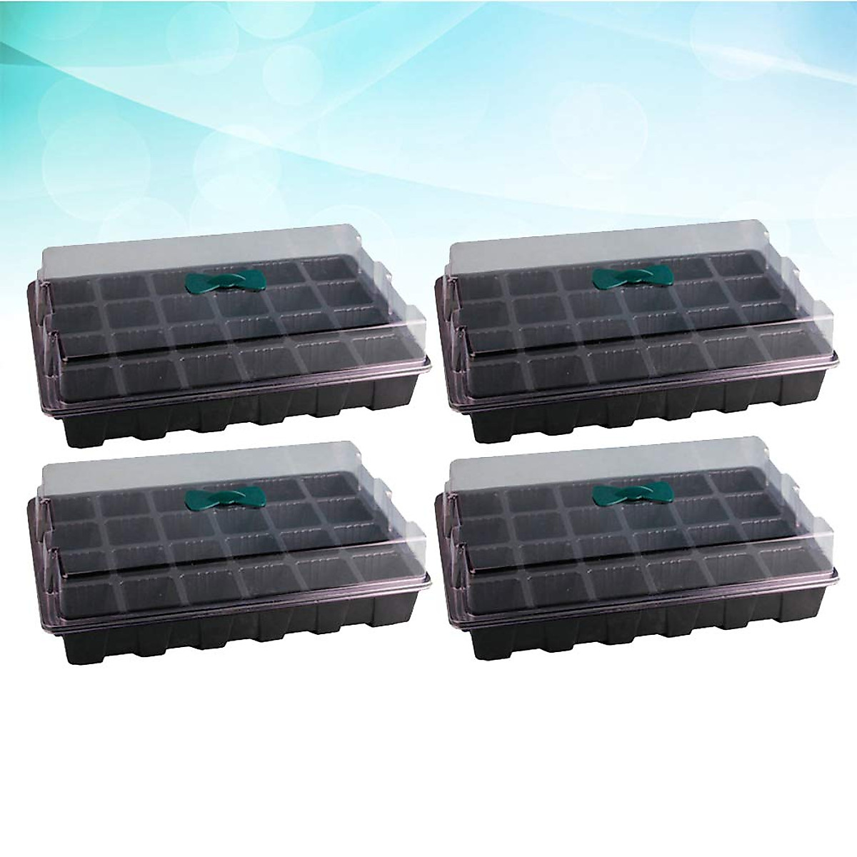 Happyyami 4 Sets 24 Plug Plant Trays Tray Kits Propagation Tray Germination Dome Germination Trays Supplies Starter pots Pot Trays Micro Greens Plant Germination Tray Organic Planter