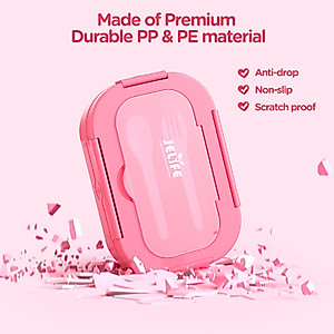 Jelife Lunch Box Kids Bento Box 1300ml Larger-Style Kid Lunch Box Containers Leak Proof Bento Lunch Box, BPA Free Lunchbox for Girls Teens Toddlers with Utensil, Food Fork Picks & Cake Cups, Pink