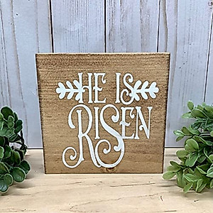 Jesus Tomb Easter Tray Bundle Kit, Easter Resurrection Scene,Wooden Easter Jesus Sign Tiered Tray Decorations, He is Risen Easter Tiered Tray Decor Farmhouse Ornament, Easter Decor for Home Office
