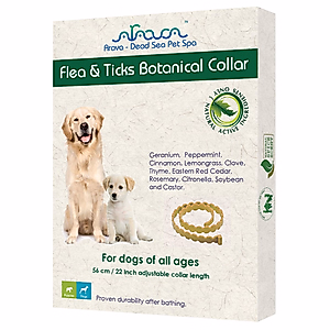Arava Flea and Tick Collar for Dogs & Puppies - Natural Flea and Tick Prevention for Dogs - 22" Length - 11 Natural Active Ingredients - Safe for Babies & Pets - Enhanced Control & Defense
