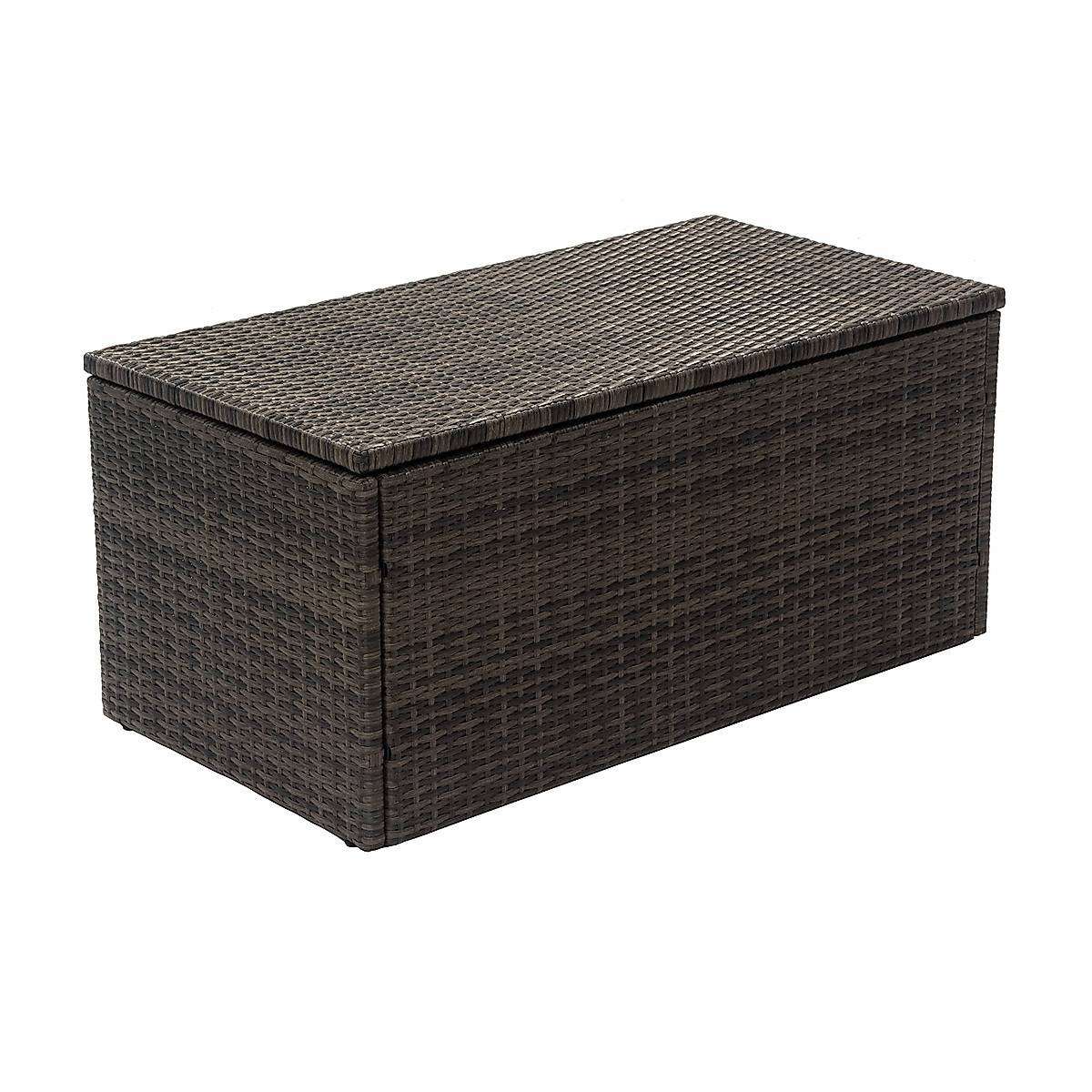 D&F Design Jackson Indoor & Outdoor PE Wicker Coffee Table with Storage, Patio Resin Rattan for Furniture Covers, Pillow, Toys and Gardening Tools Grey (Brownish Grey)